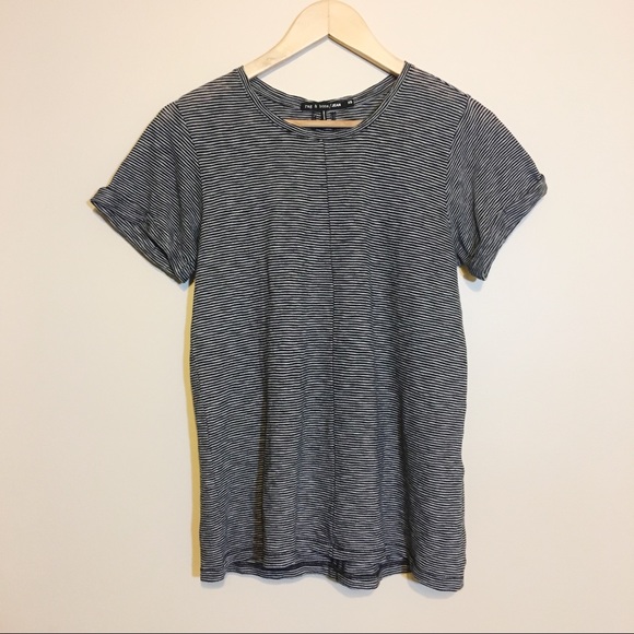 rag & bone | Tops | Rag Bone Striped Folded Sleeve Tee | Poshmark